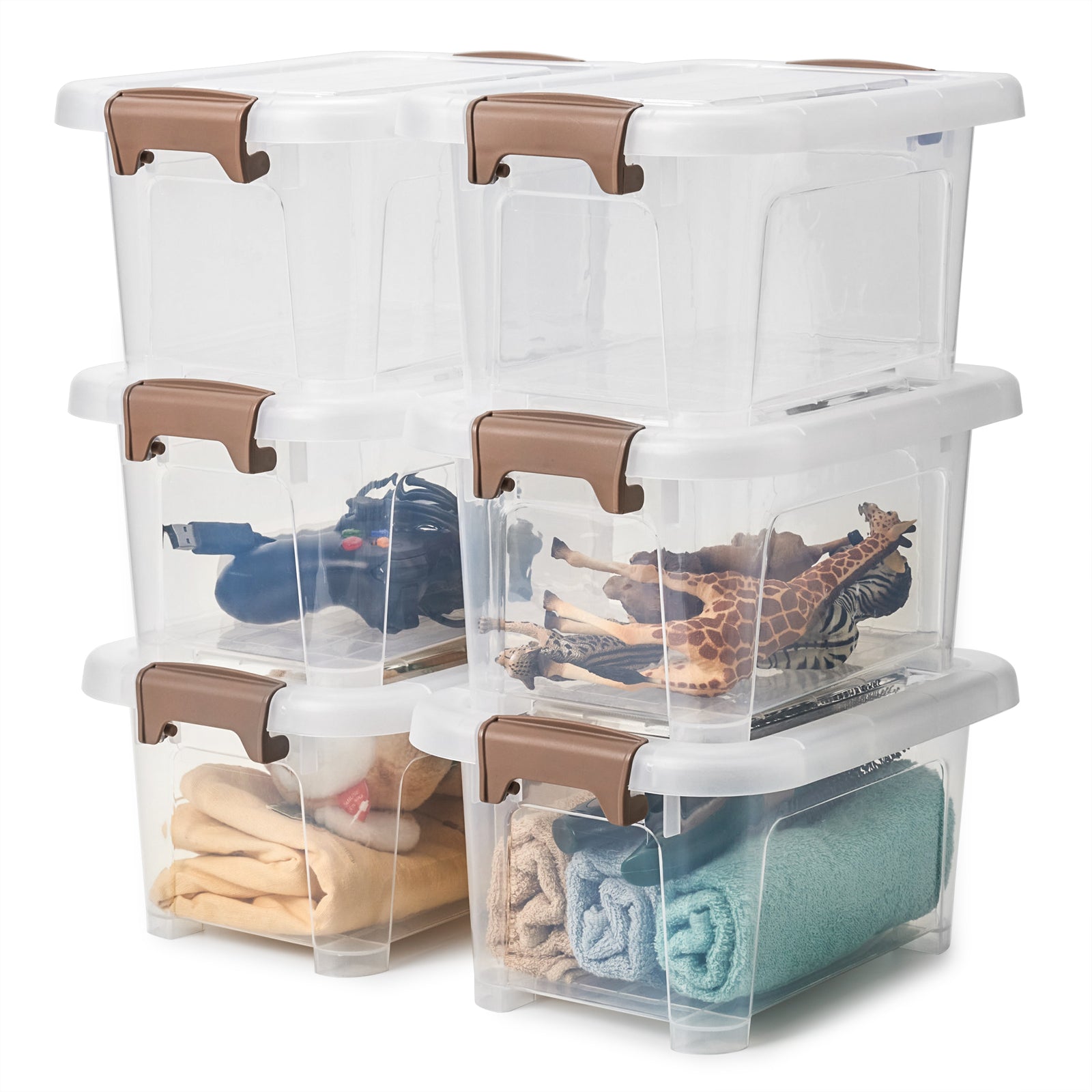 Ezoware 4 6 Quart Plastic Storage Basket Container With Latching Lid